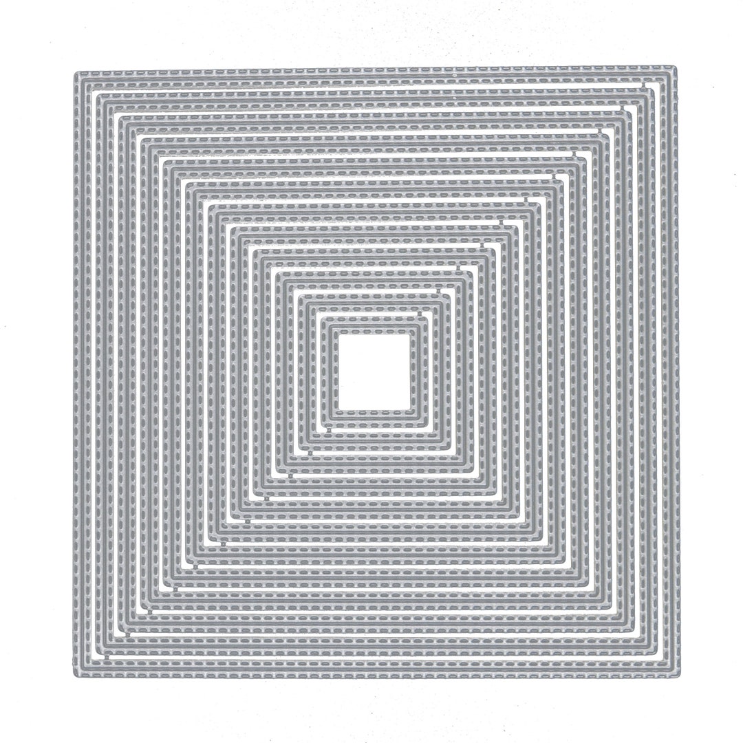 Large Nest of 12 Square Double Stitch Patterned Metal Cutting Dies ...