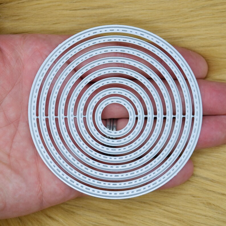 Nest of 8 Circle Round Stitch Patterned Metal Cutting Dies, Circles ...
