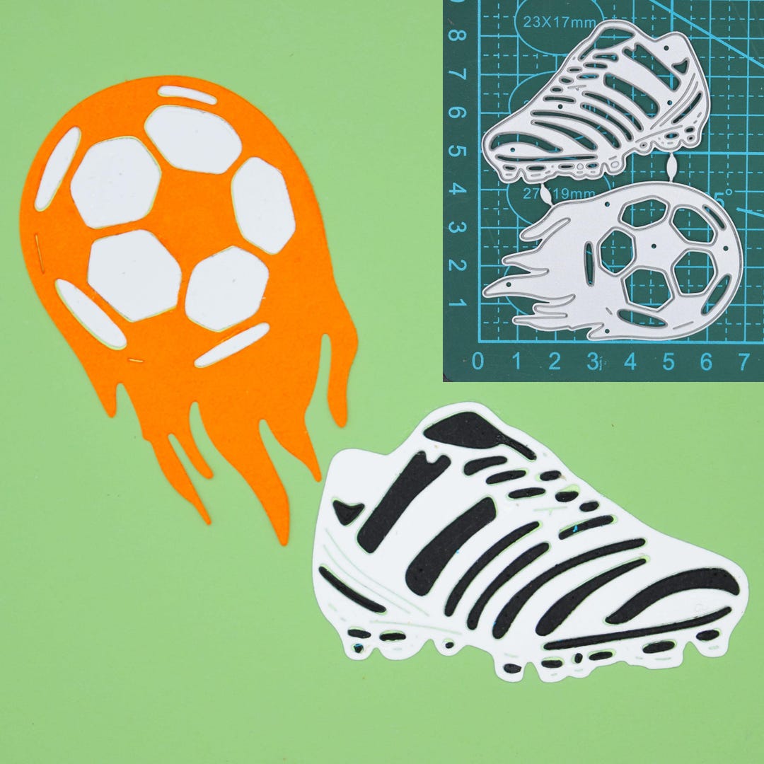 Flaming Football & Football Boot Metal Cutting Dies, Soccer, Card ...