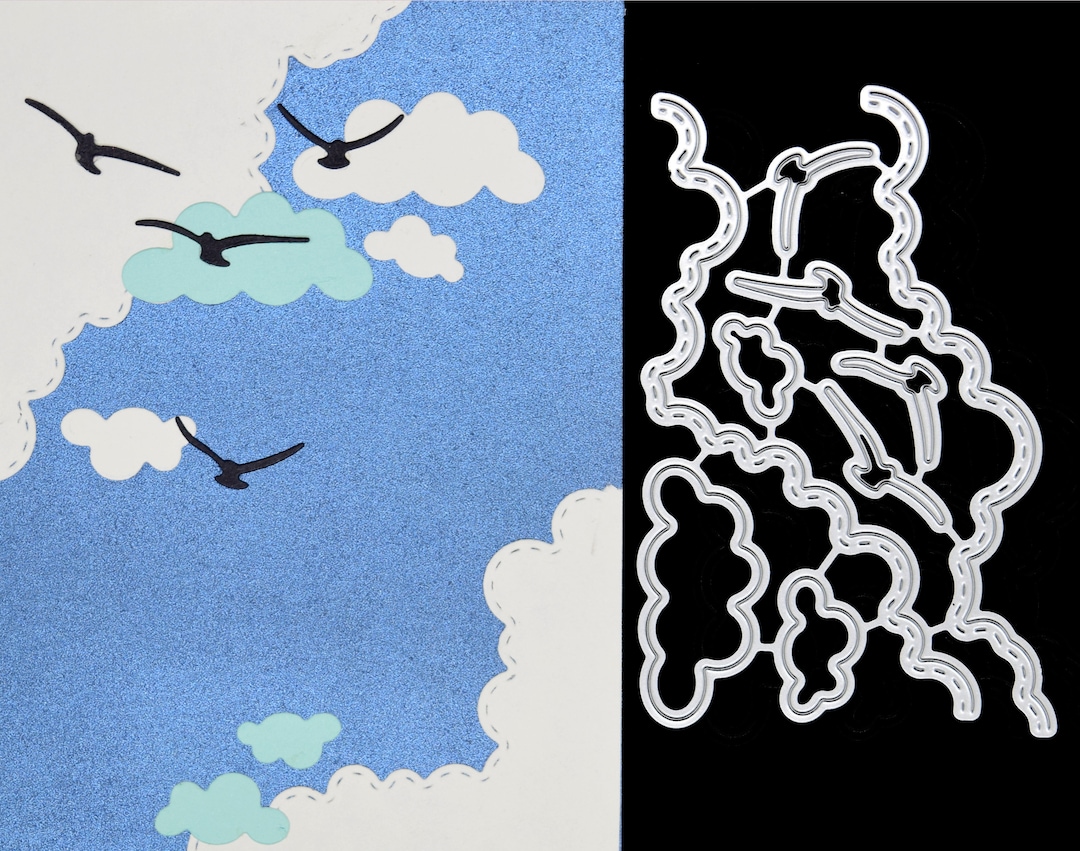 9 Pc Seagulls Birds Clouds And Stitch Pattern Edging Clouds Metal
