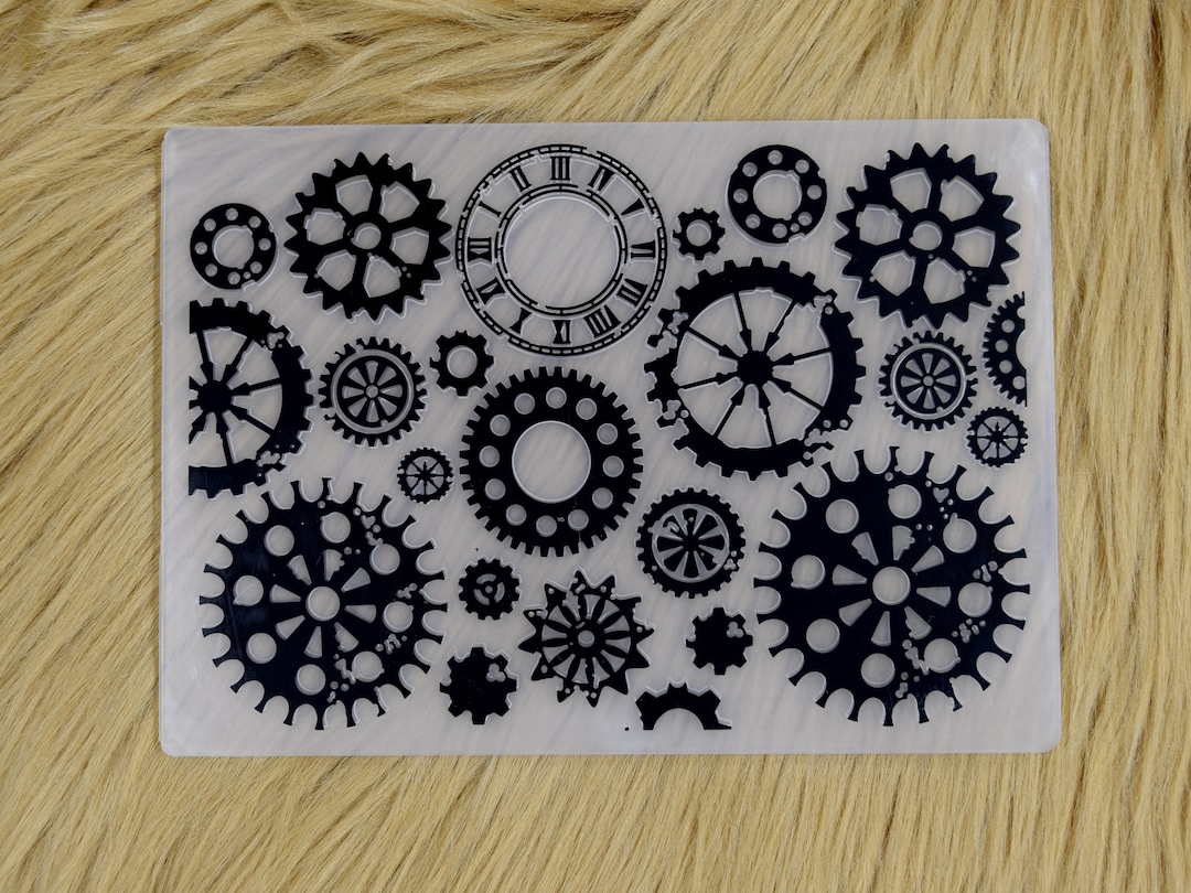 Steampunk Cogs & Clock Embossing Folder, Card Making, Scrapbooking ...