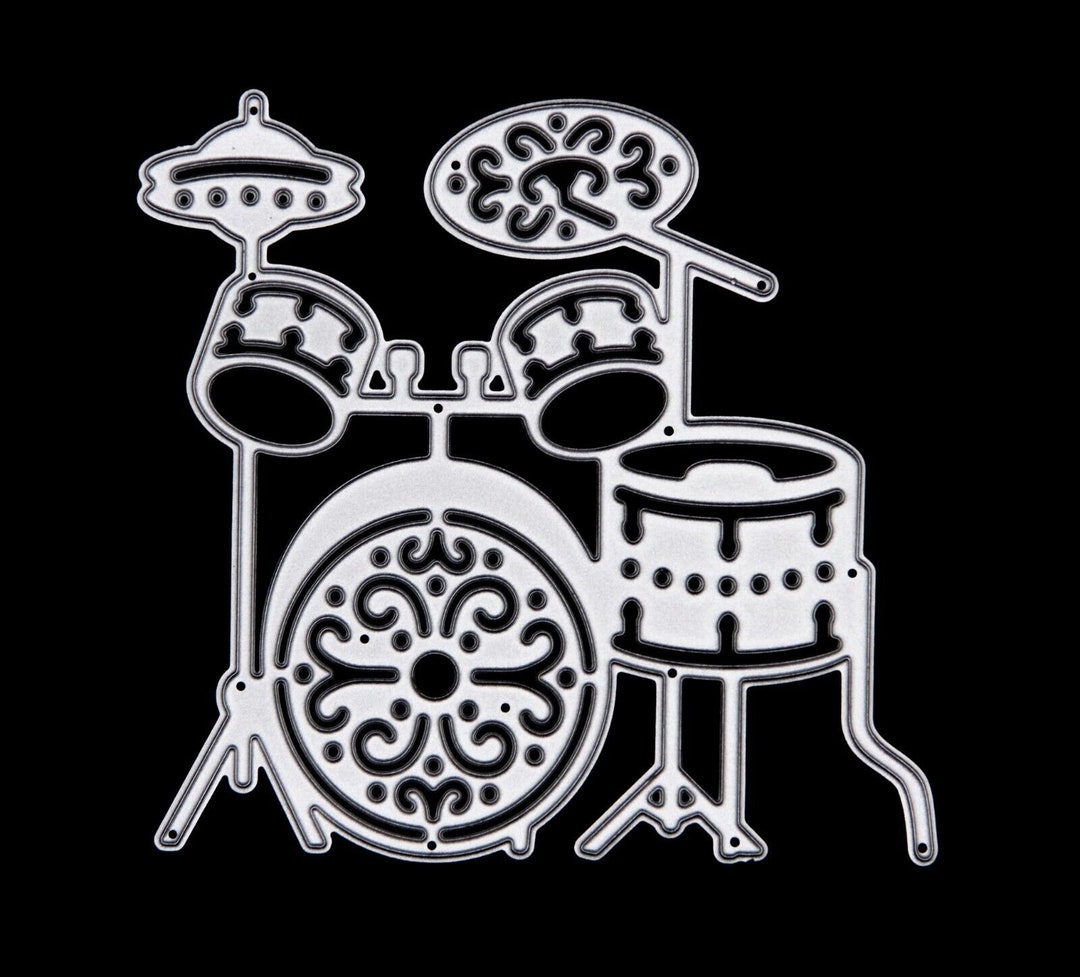 Large Drum Kit Metal Cutting Die, Drums, Cymbals, Stencils, Rock N Roll ...