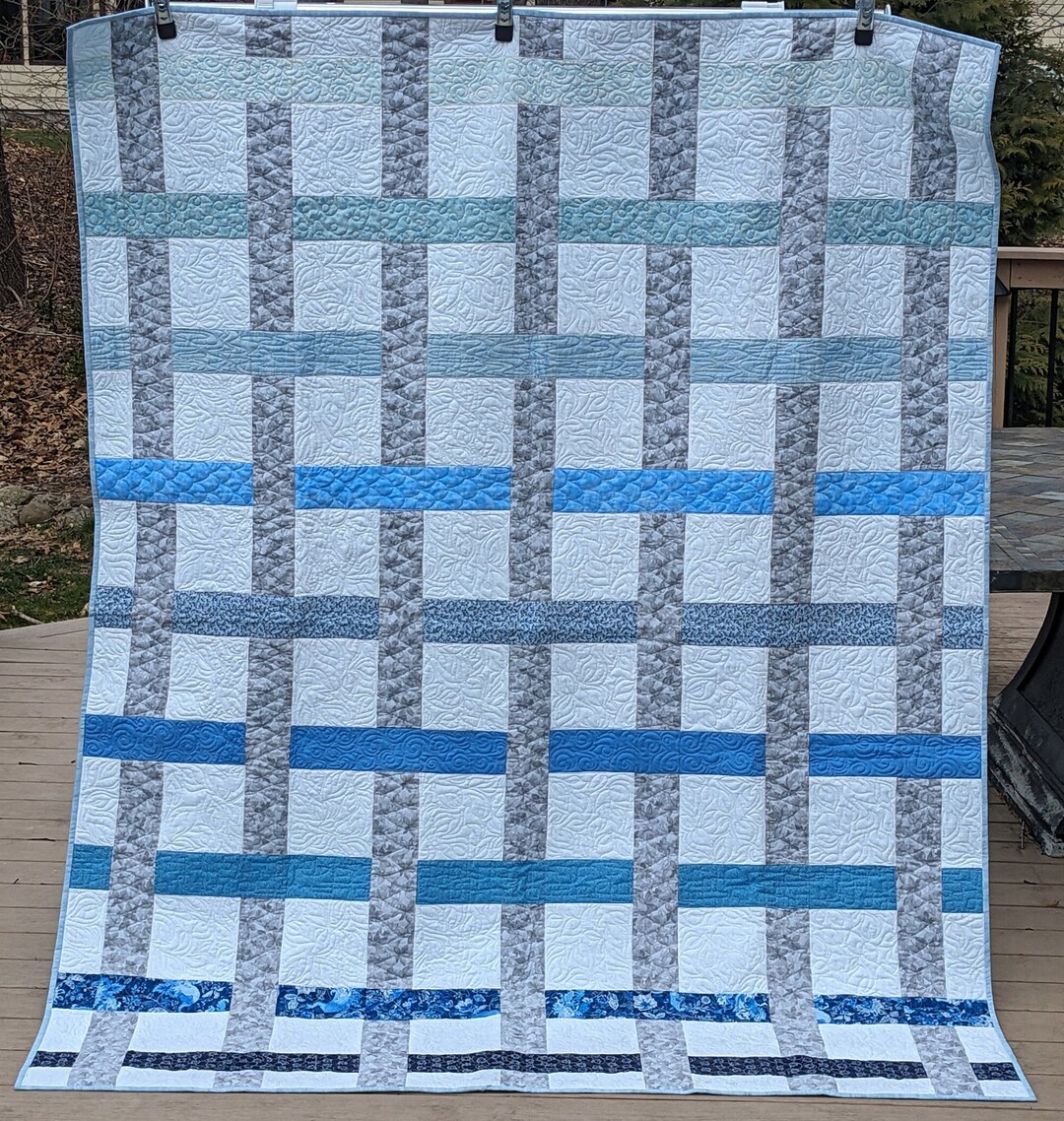 Blue Gradient Tonga Dazzle Woven Pattern Quilt THROW SIZE - Etsy
