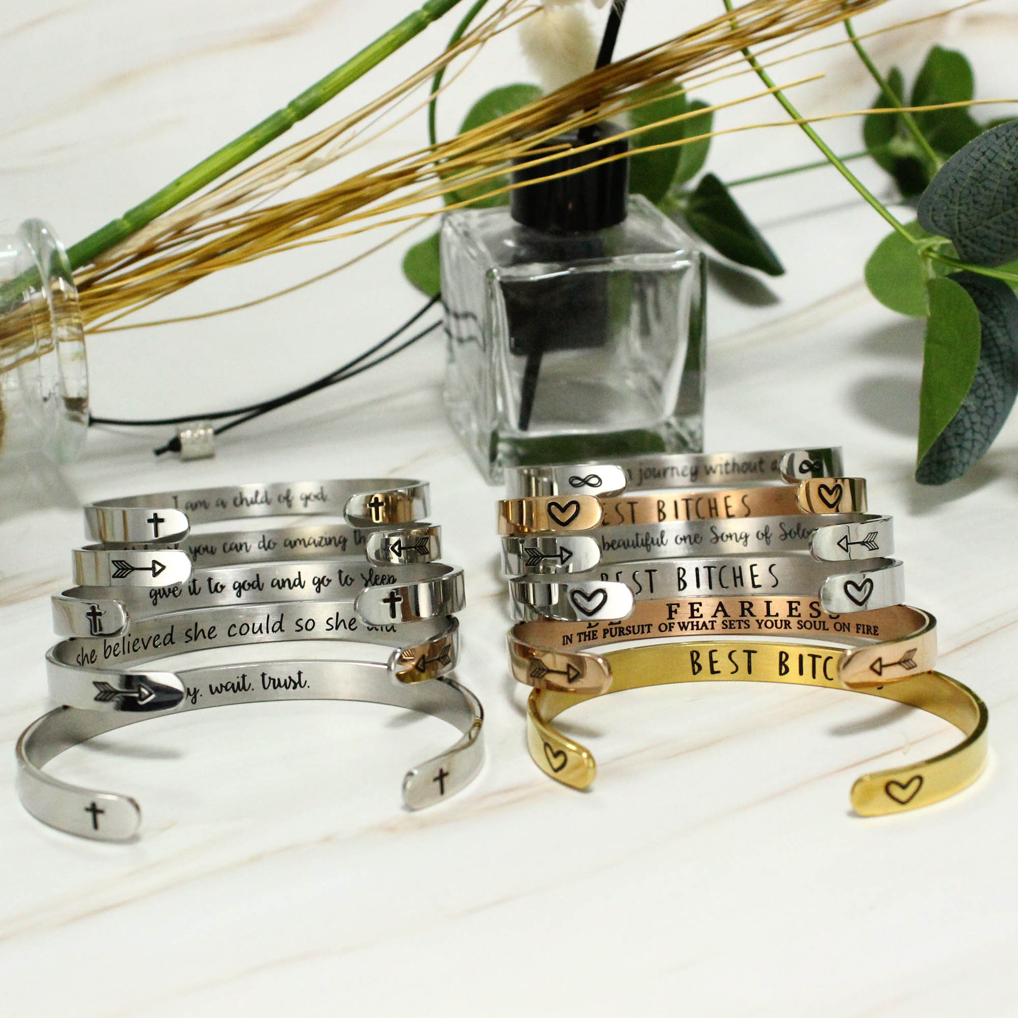 Inspirational Cuff Bracelets Engraved Jewelry Encouragement - Etsy