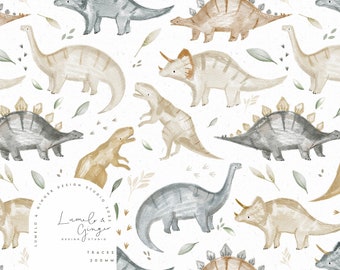 Dinosaur, Era, T-rex, Stegosaurus, Volcano, Adventure, Seamless Fabric ...