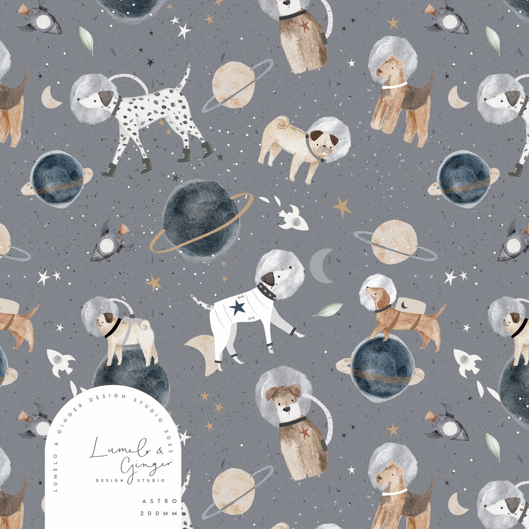To Space, Astro Dogs, Pug, Sausage Dog, Astronaut, Seamless Fabric ...