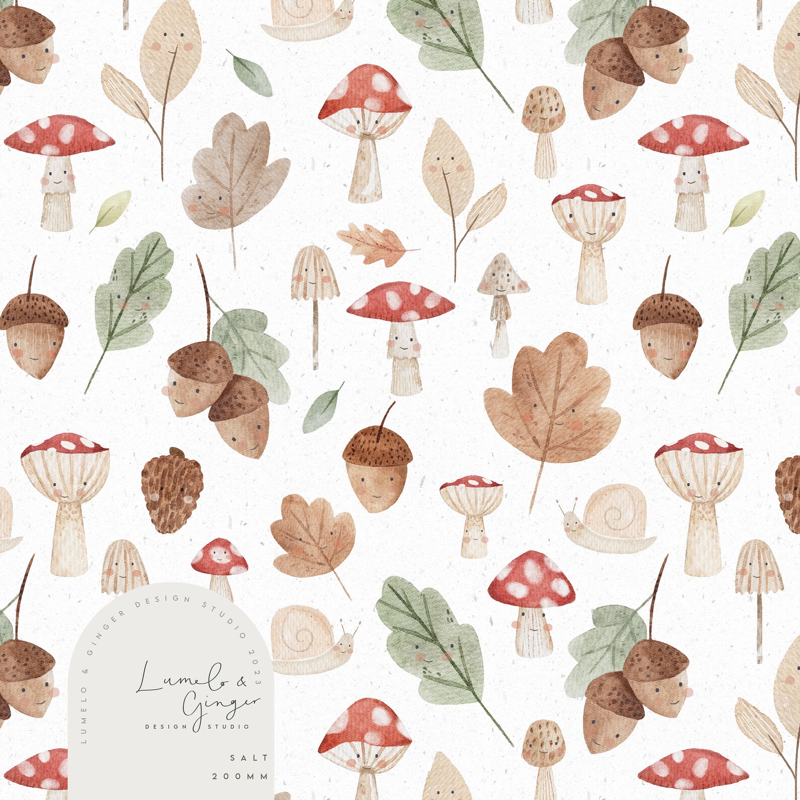 Woodland Toadstool Autumn Cute Faces Seamless Fabric - Etsy