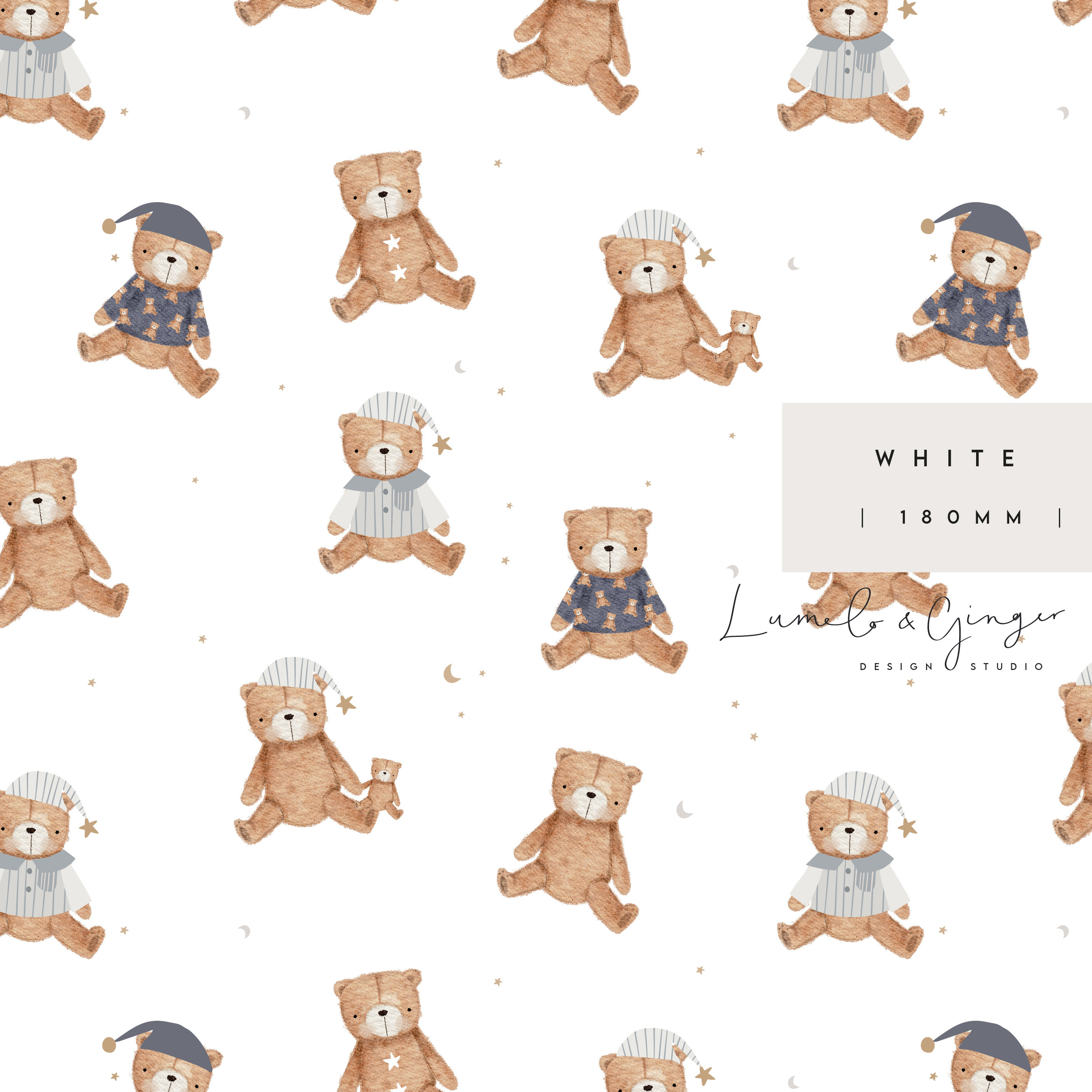 Teddy Bear Sweet Dreams Seamless Fabric Design Repeat Tile - Etsy UK