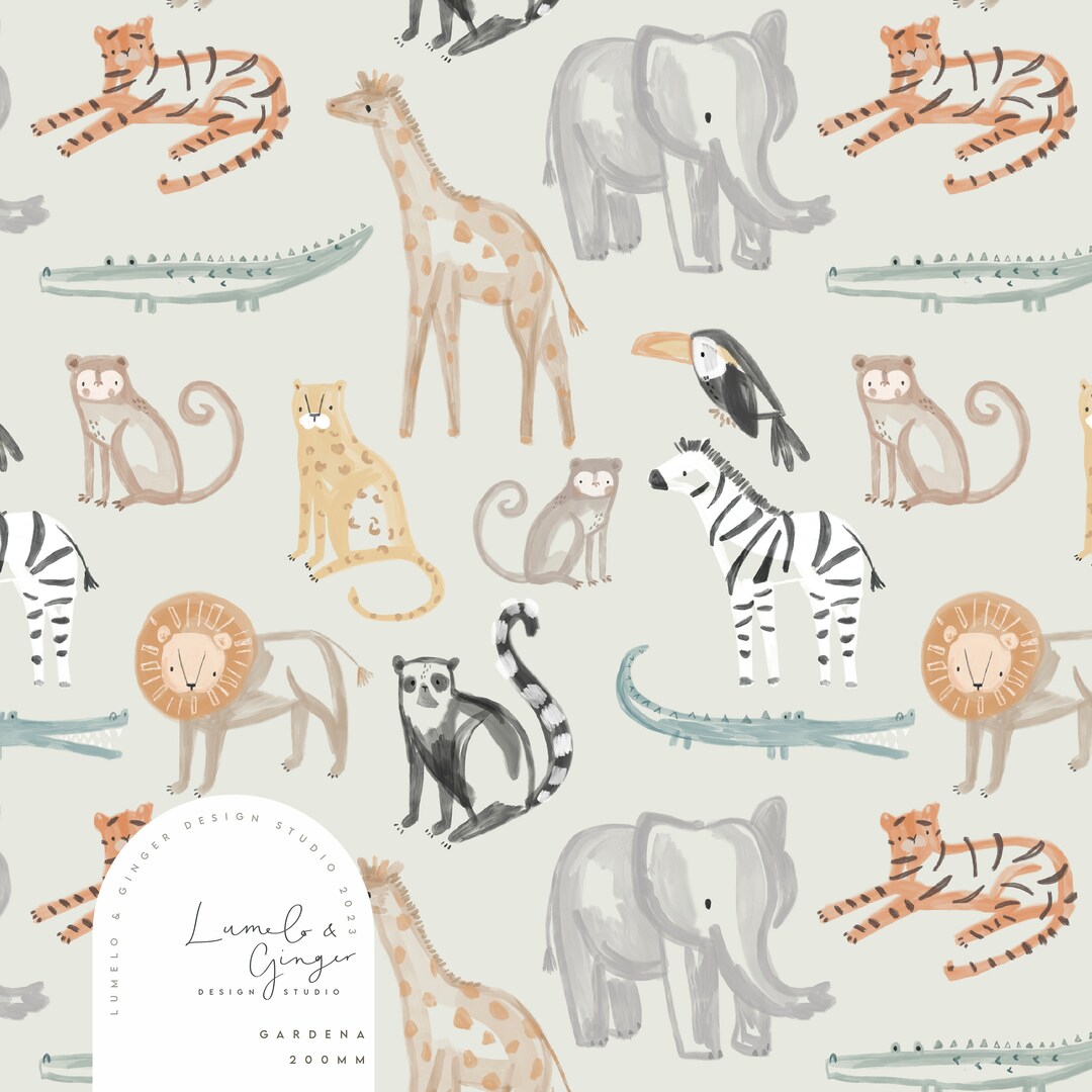 Etched Safari, Fari Outline Seamless Fabric Design, Repeat Tile ...