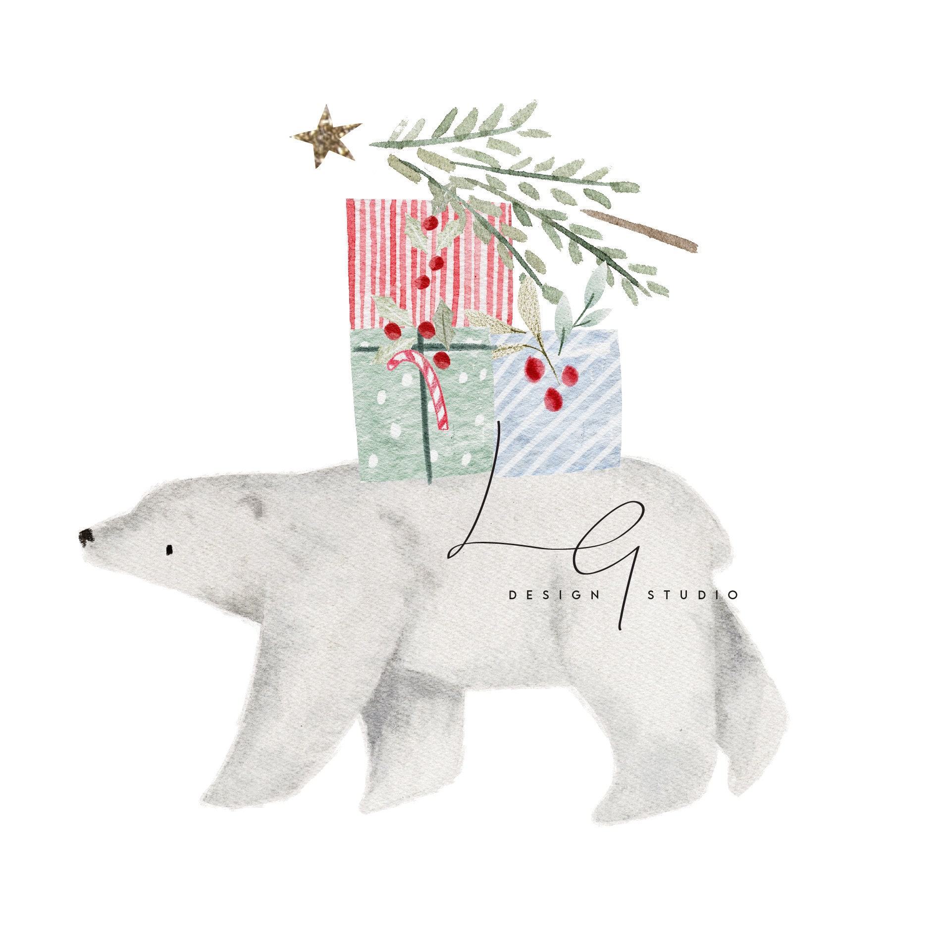 Polar Bear, Merry Christmas, Tree, Holly Jolly PNG Sublimation File ...