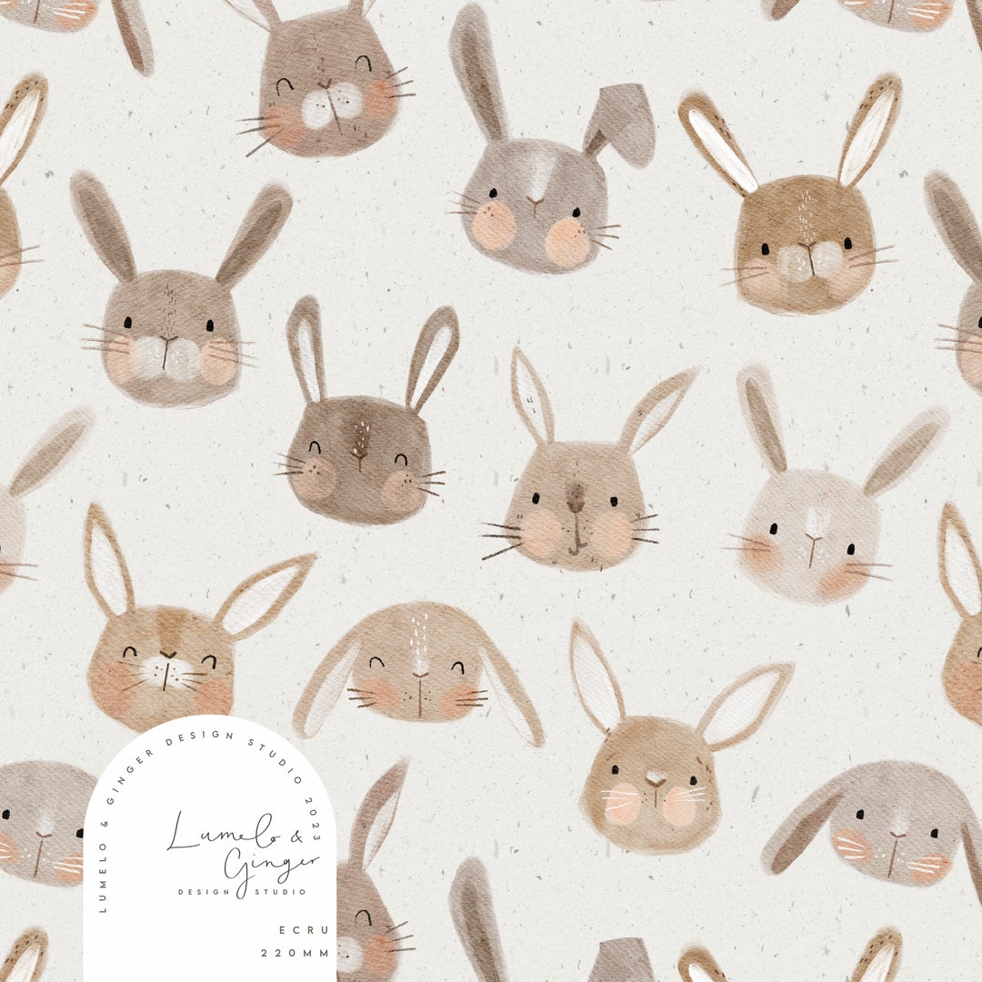 Fluffle, Rabbits, Bunny Heads, Cute, Animal, Seamless Fabric Design ...
