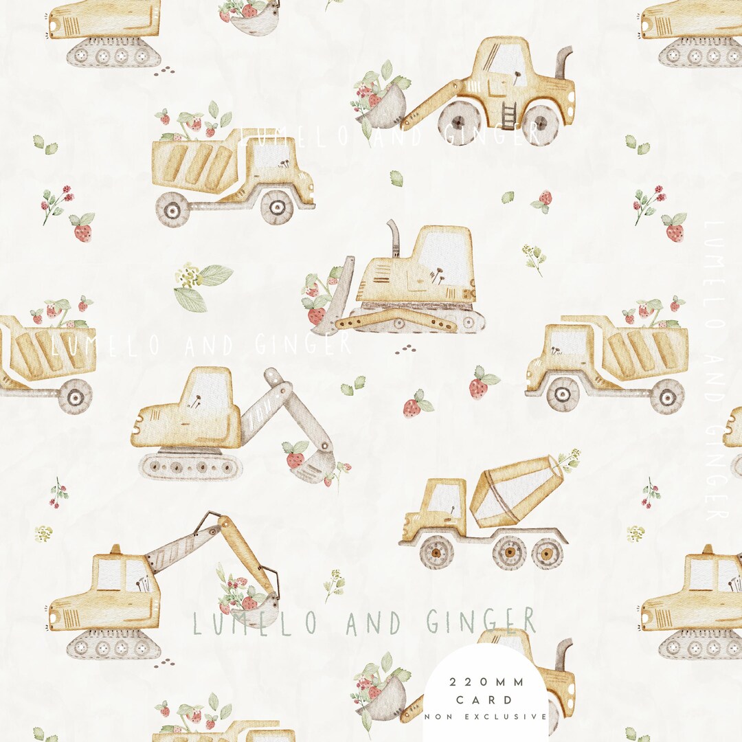 Spring Dig, Diggers, Excavator, Dozer, Builder, Meadow, Strawberries, Children's Fashion ...