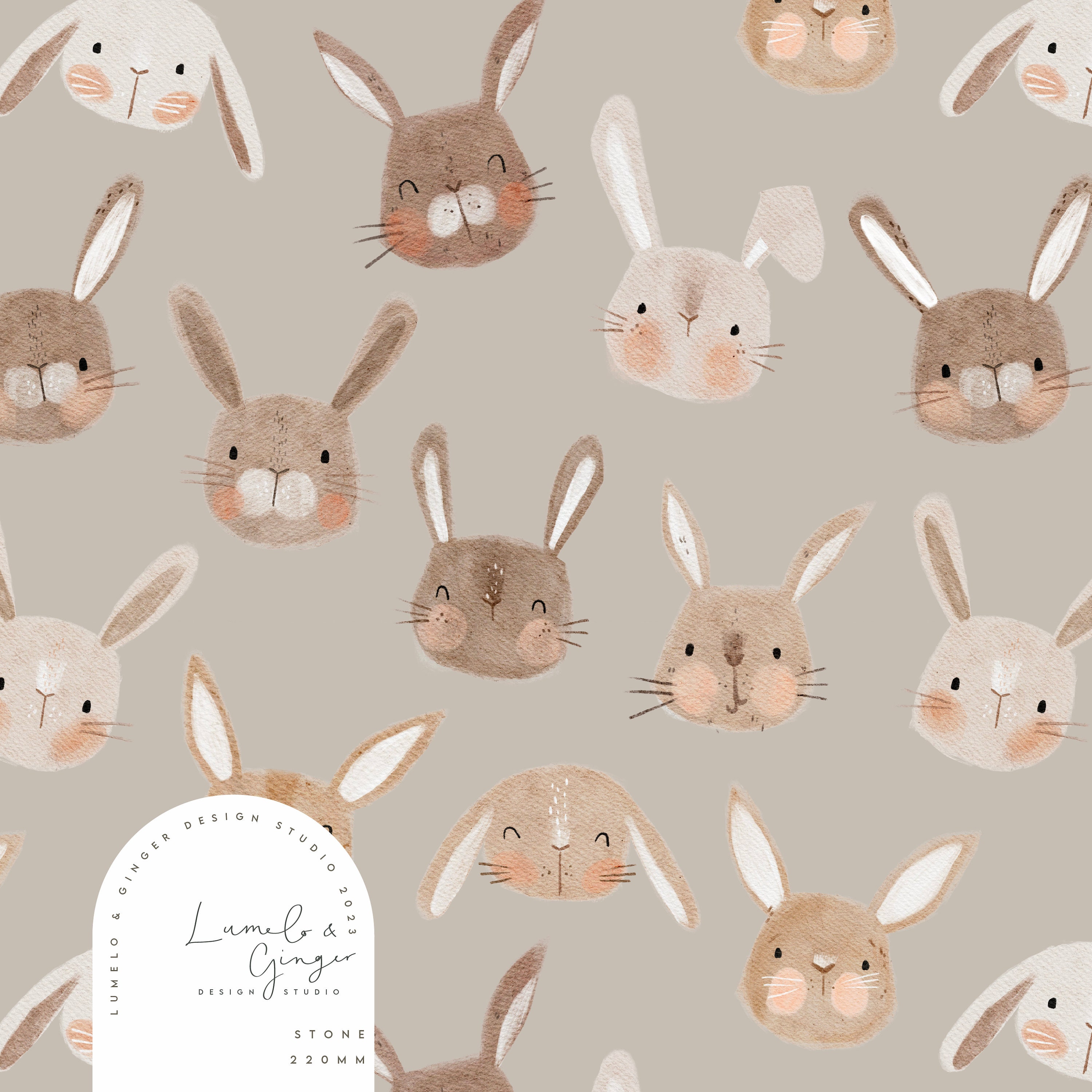 Fluffle, Rabbits, Bunny Heads, Cute, Animal, Seamless Fabric Design ...