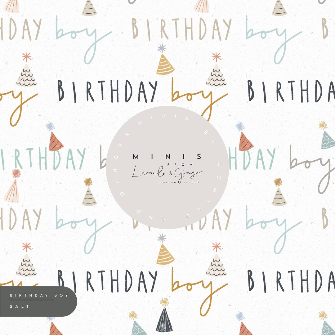MINI, Birthday Boy, Simple, Party Hat, Seamless Fabric Design, Repeat ...