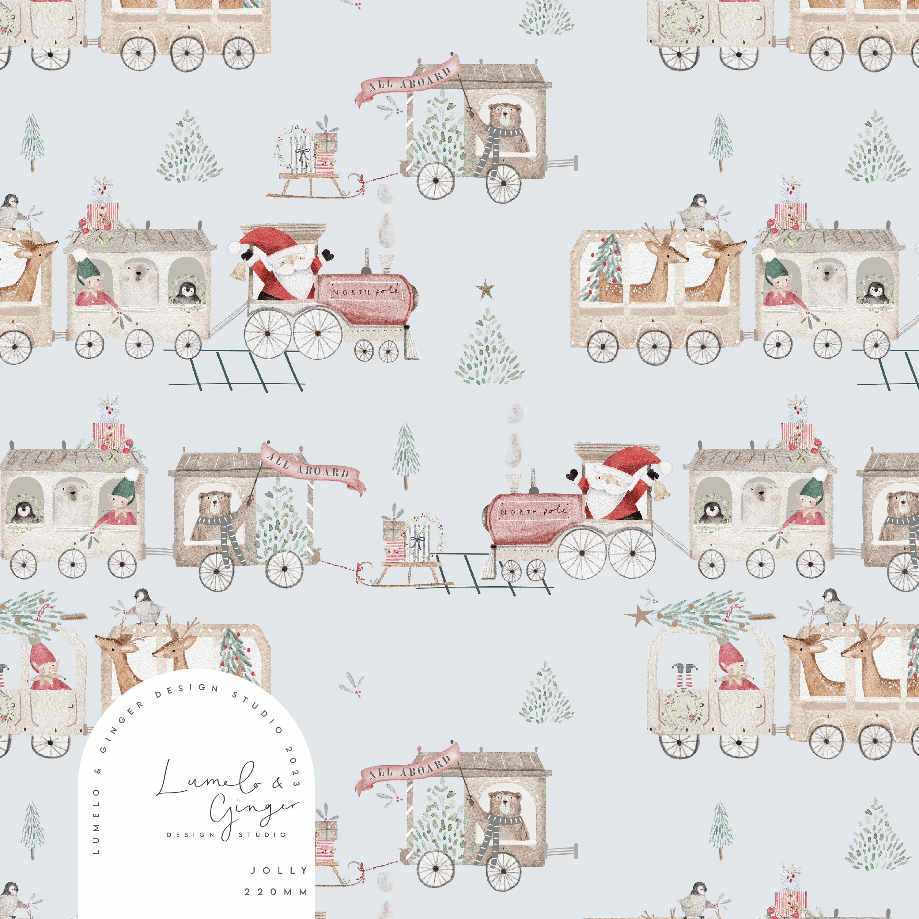 All Aboard Train Winter Christmas Seamless Fabric Design - Etsy