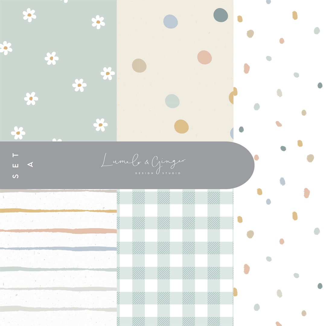 MINI SETS, Bundle of 5 Designs, Daisy, Spot, Plaid, Stripe, Check ...