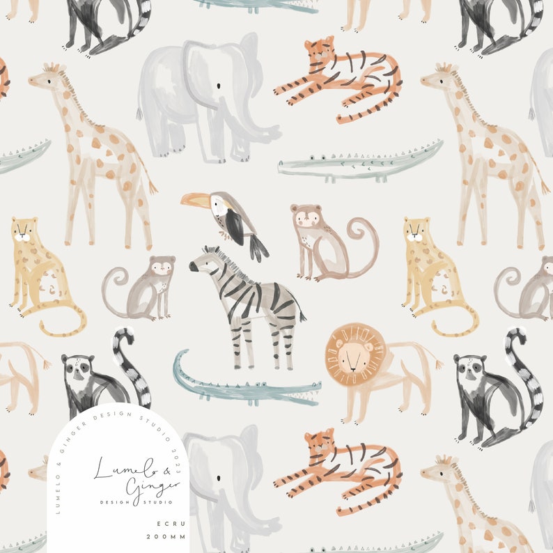Etched Safari, Fari Outline Seamless Fabric Design, Repeat Tile ...