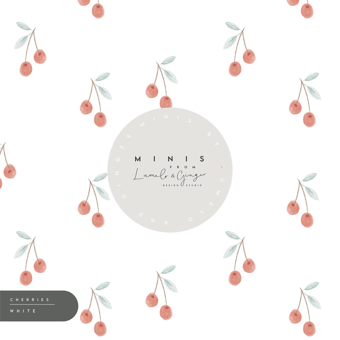 MINI, Cherries, Pop, Cute, Happy, Simple Seamless Fabric Design, Meadow ...