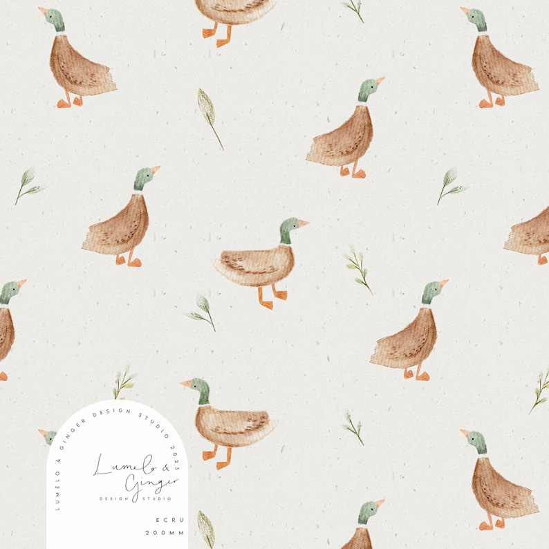 Mallary, Farm, Mallard Duck, Seamless Fabric Design, Meadow, Repeat ...