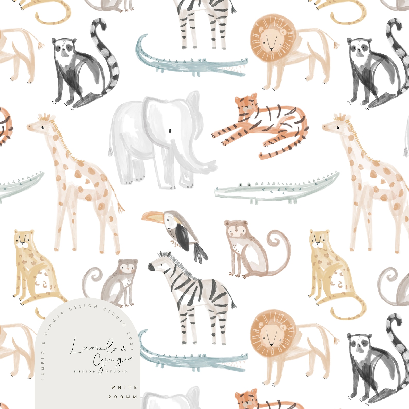 Etched Safari, Fari Outline Seamless Fabric Design, Repeat Tile ...
