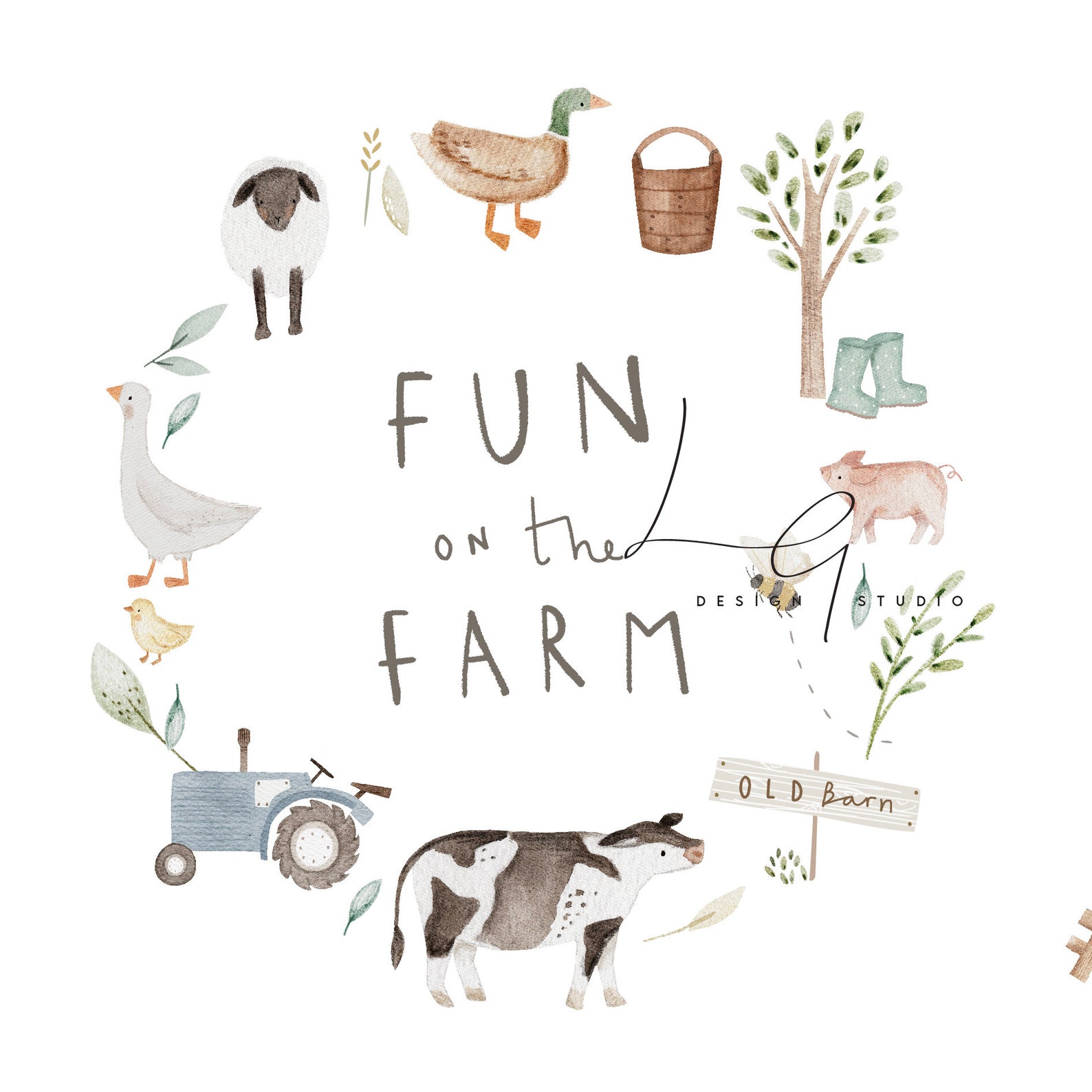 Spring at Gingers Farm, Spring, Farm, Cow, Duck, Chick, Tractor, Fabric ...