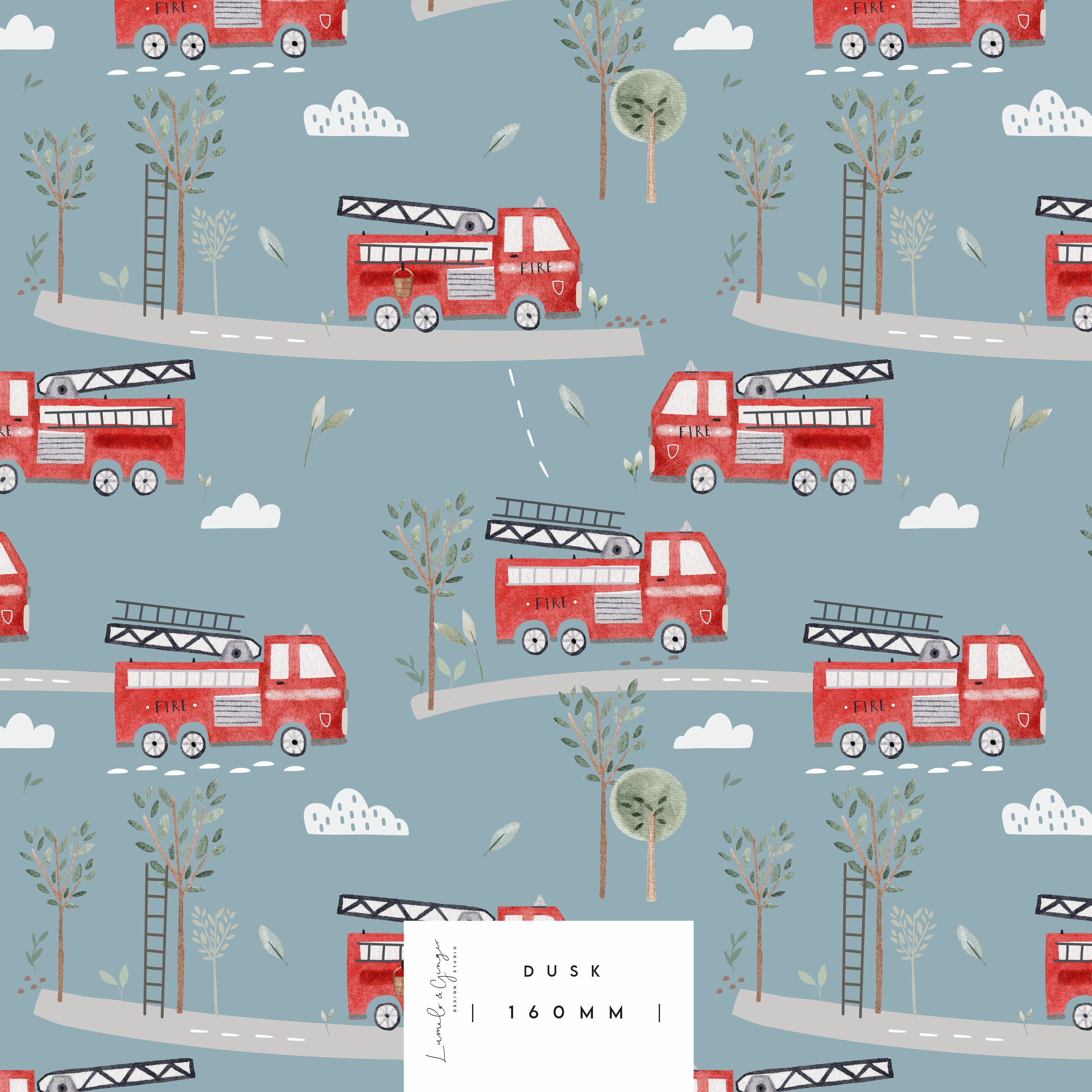 Fire Engine, Truck Seamless Fabric Design, Repeat Tile, Pattern Lunoe ...