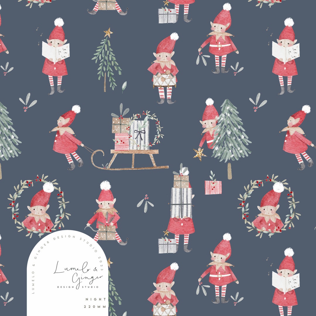Elves Elf Winter Elf on Shelf Christmas Seamless Fabric - Etsy
