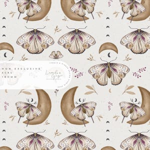 Moonlit, Moon, Boho, Magical, Moth, Mystical, TOKEN, Non Exclusive Seamless Fabric Design ...