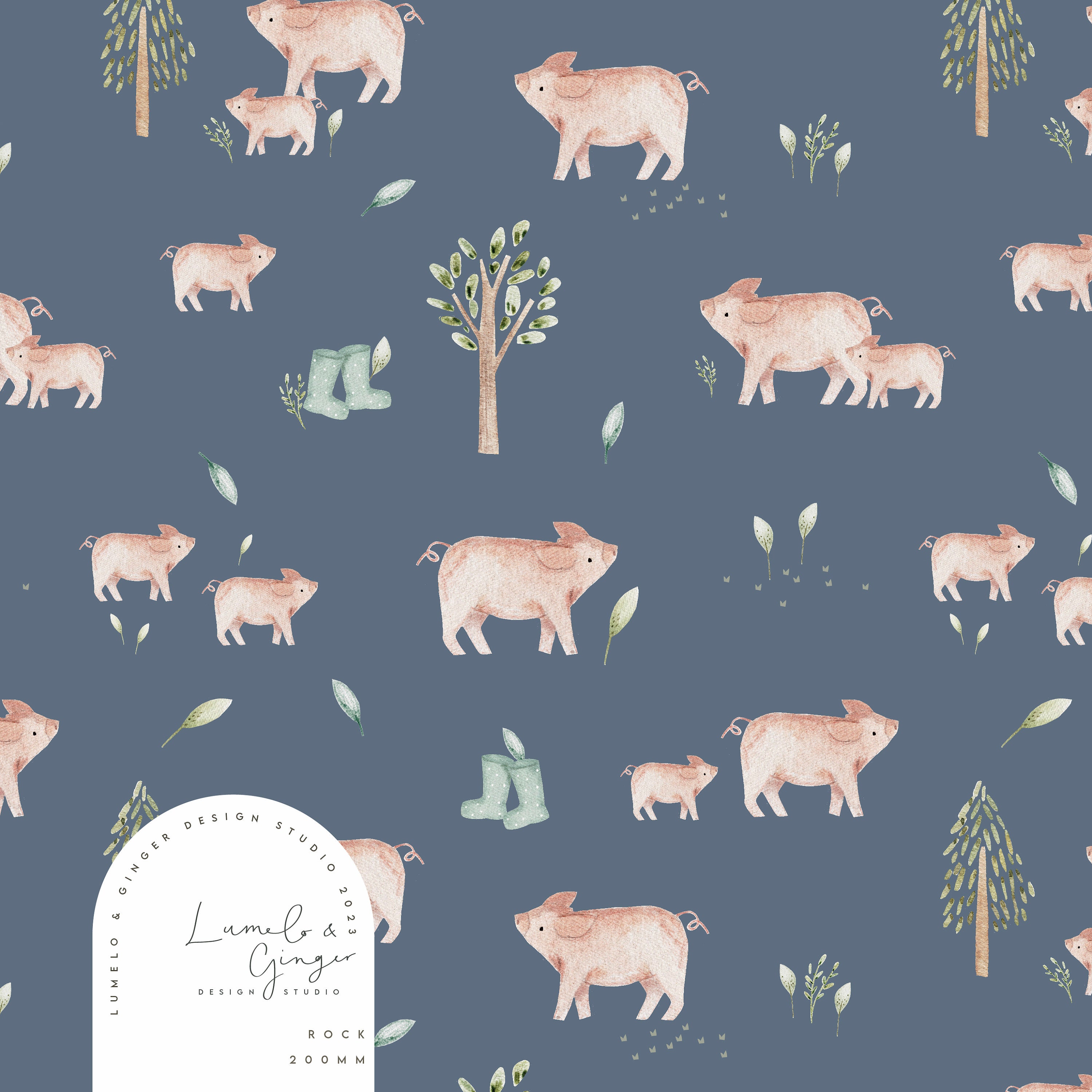 Pigs, Farm, Spring at Gingers, Meadow, Cute, Piglets, Seamless Fabric ...