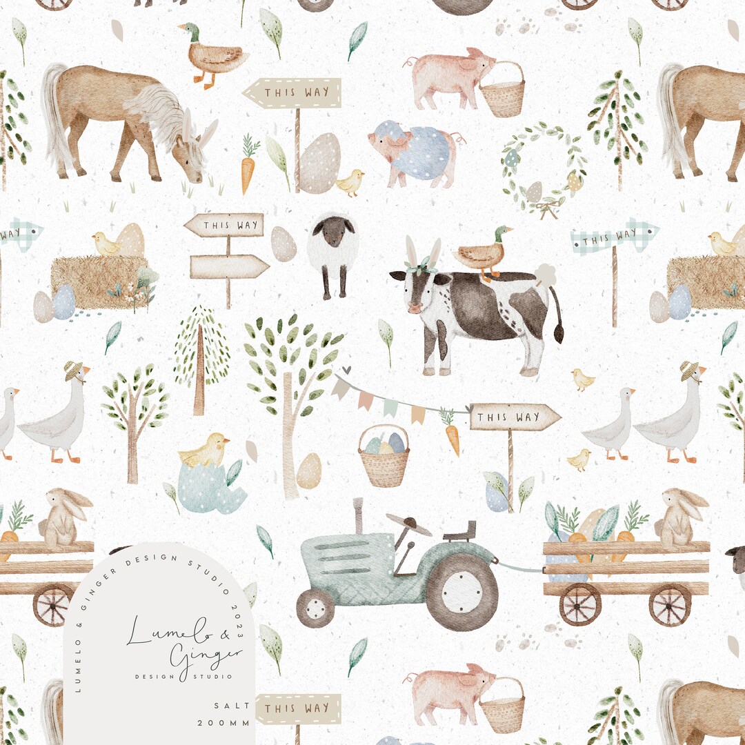 Easter Egg Hunt, Farm, Spring, Meadow, Cow, Pig, Duck, Eggs, This Way ...