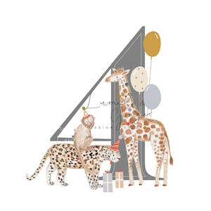 Bande, Birthday Number, Happy Birthday 4 Today, Safari, Party Hat, PNG ...