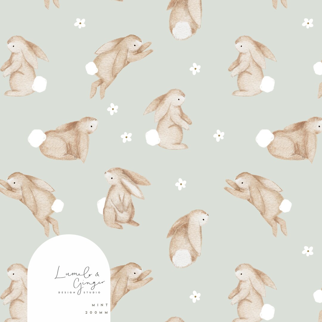 Bunnies, Floof Simple, Rabbits, Spring, Hop, Seamless Fabric Design ...