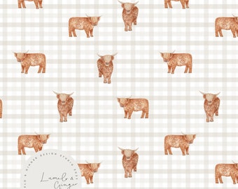 Highland Cow Simple Scottish Seamless Fabric Design Repeat - Etsy