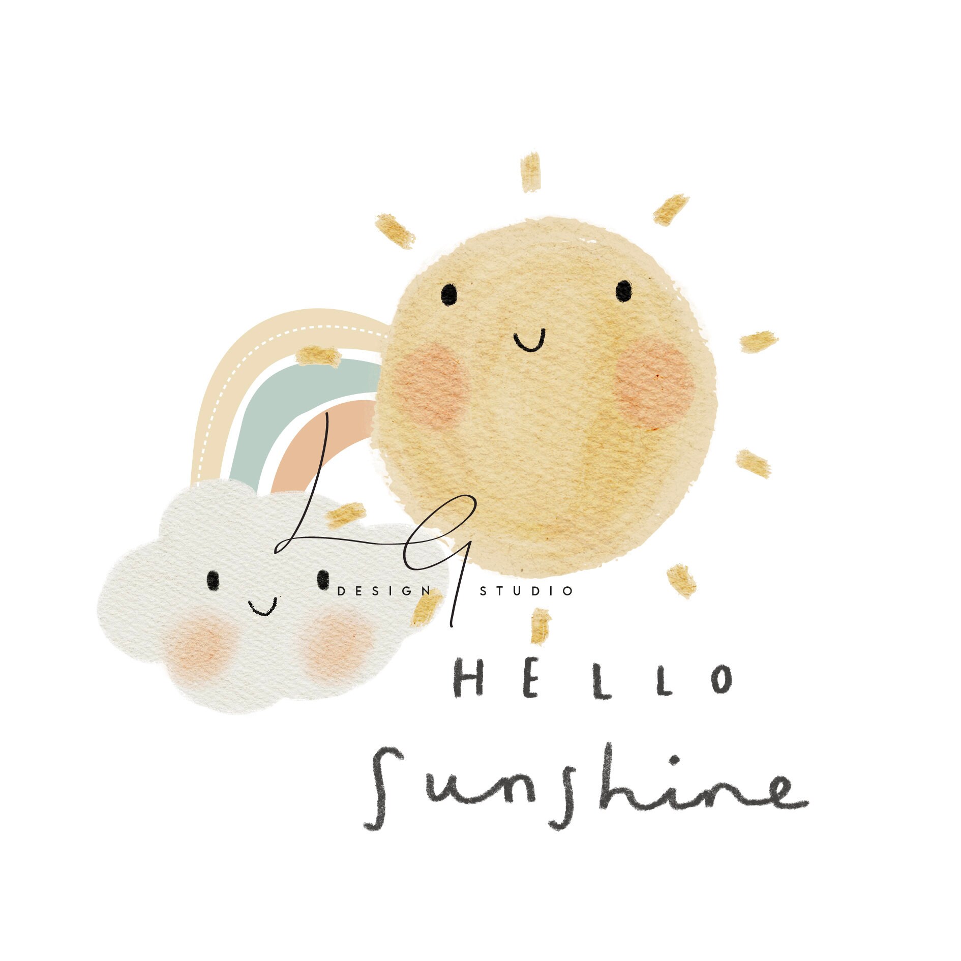 Hello Sunshine, Sunny, Cute, Rainbow, Faces, Fabric PNG Sublimation ...