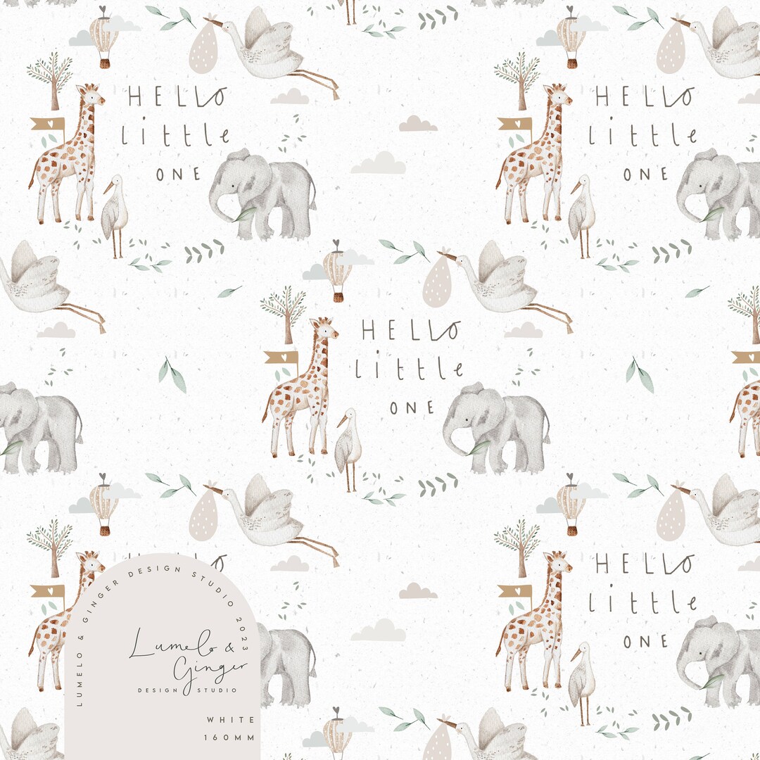 Hello Little One, New Baby, Gender Reveal, Unisex, Seamless Fabric ...