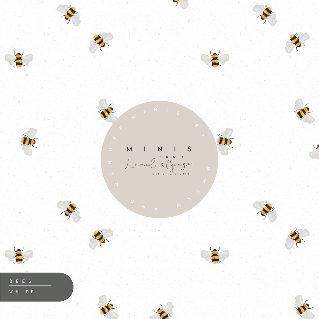 MINI, Bees, Simple, Cute, Queen Bee, Hive, Honey, Seamless Fabric ...