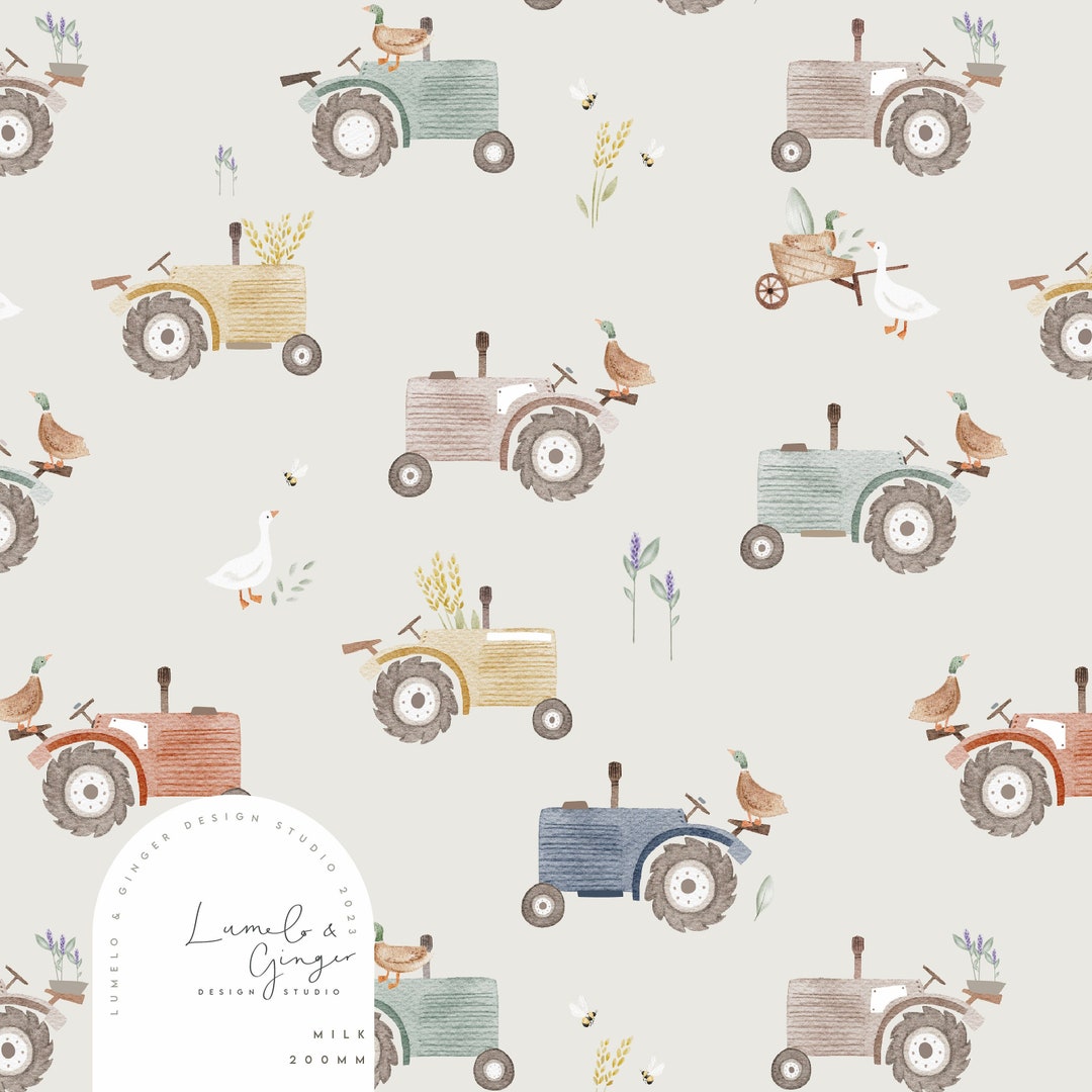 Farm Truck, Tractor, Bobbs, Seamless Fabric Design, Meadow, Repeat Tile ...
