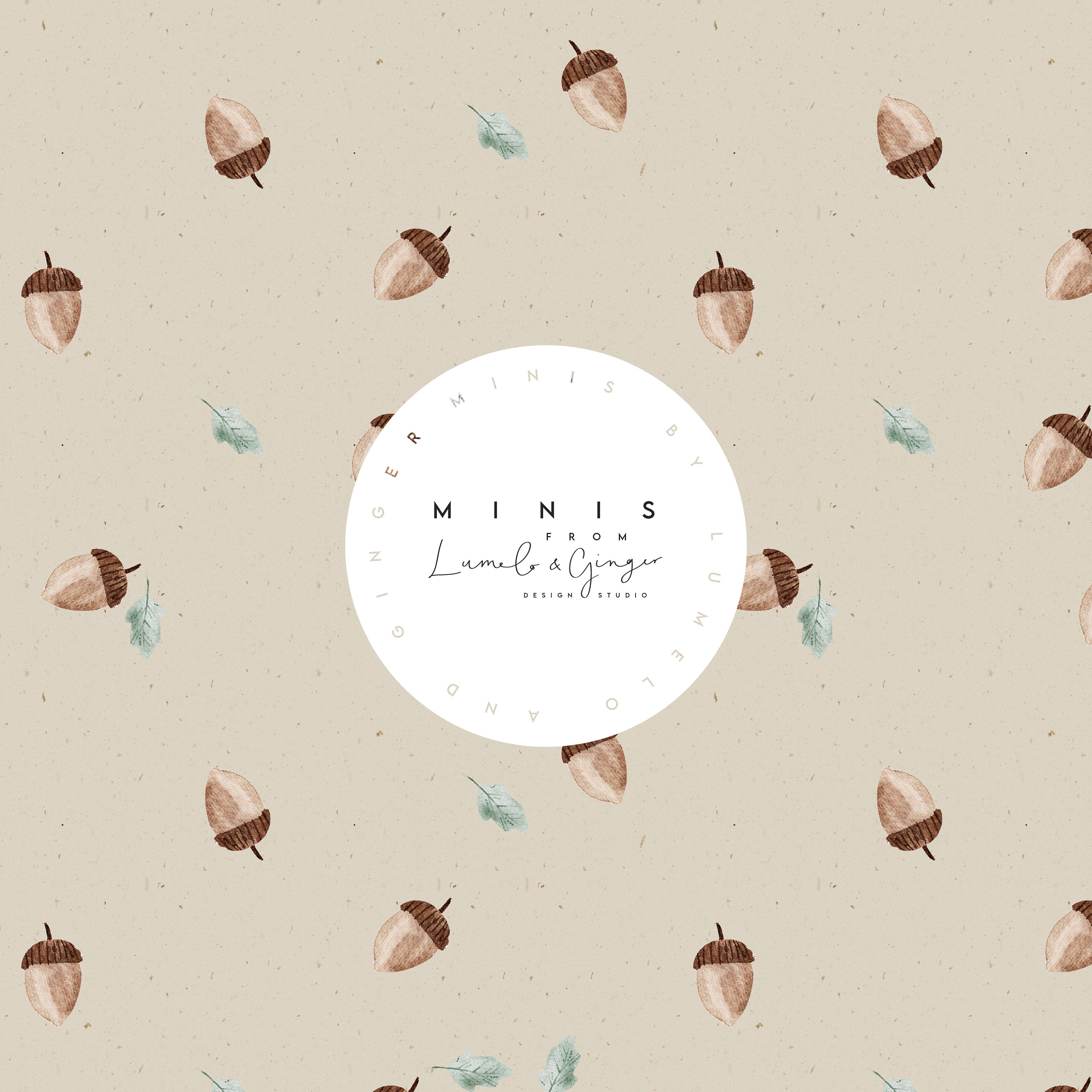 MINI, Autumn, Acorn, Leaf, Simple Seamless Fabric Design, Meadow ...