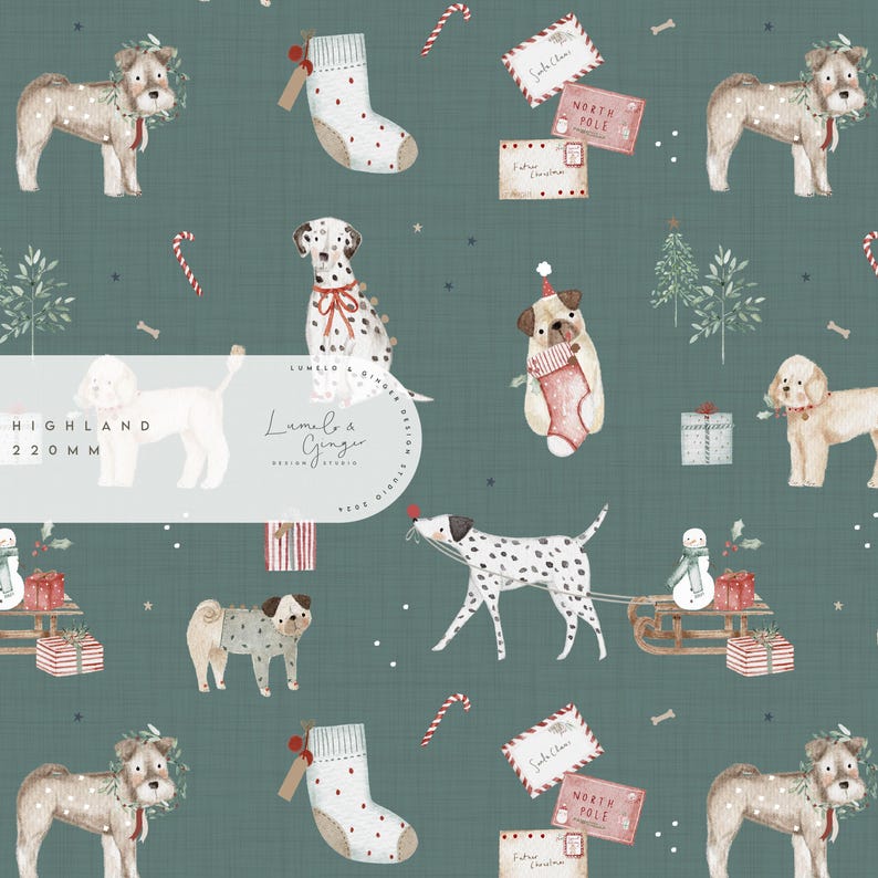 Santapaws, Christmas Dogs, Pug, Winter, Fun, Cute, TOKEN, Non Exclusive ...