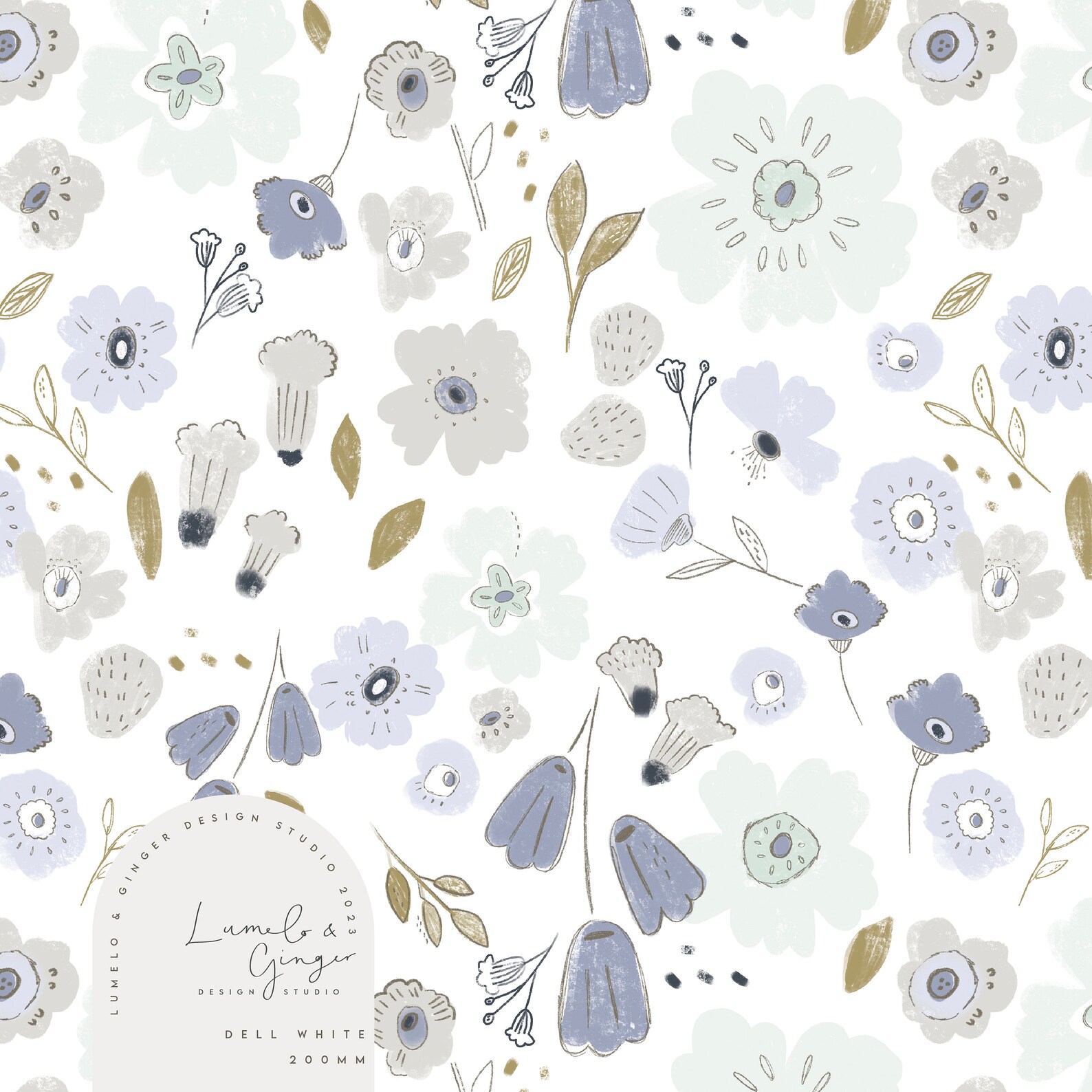Posy, Floral, Dell, Bluebell, Daisy, Peony, Seamless Fabric Design ...