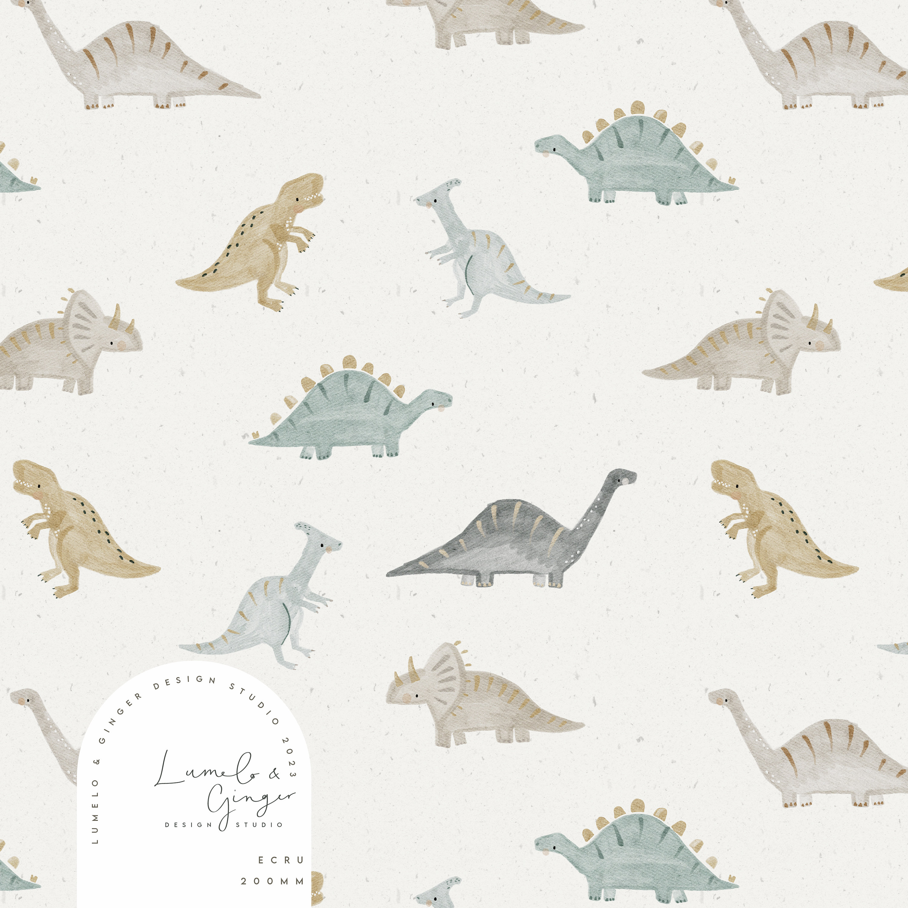Stompy, Dinosaur, T-rex, Stegosaurus, Dinos, Seamless Fabric Design ...