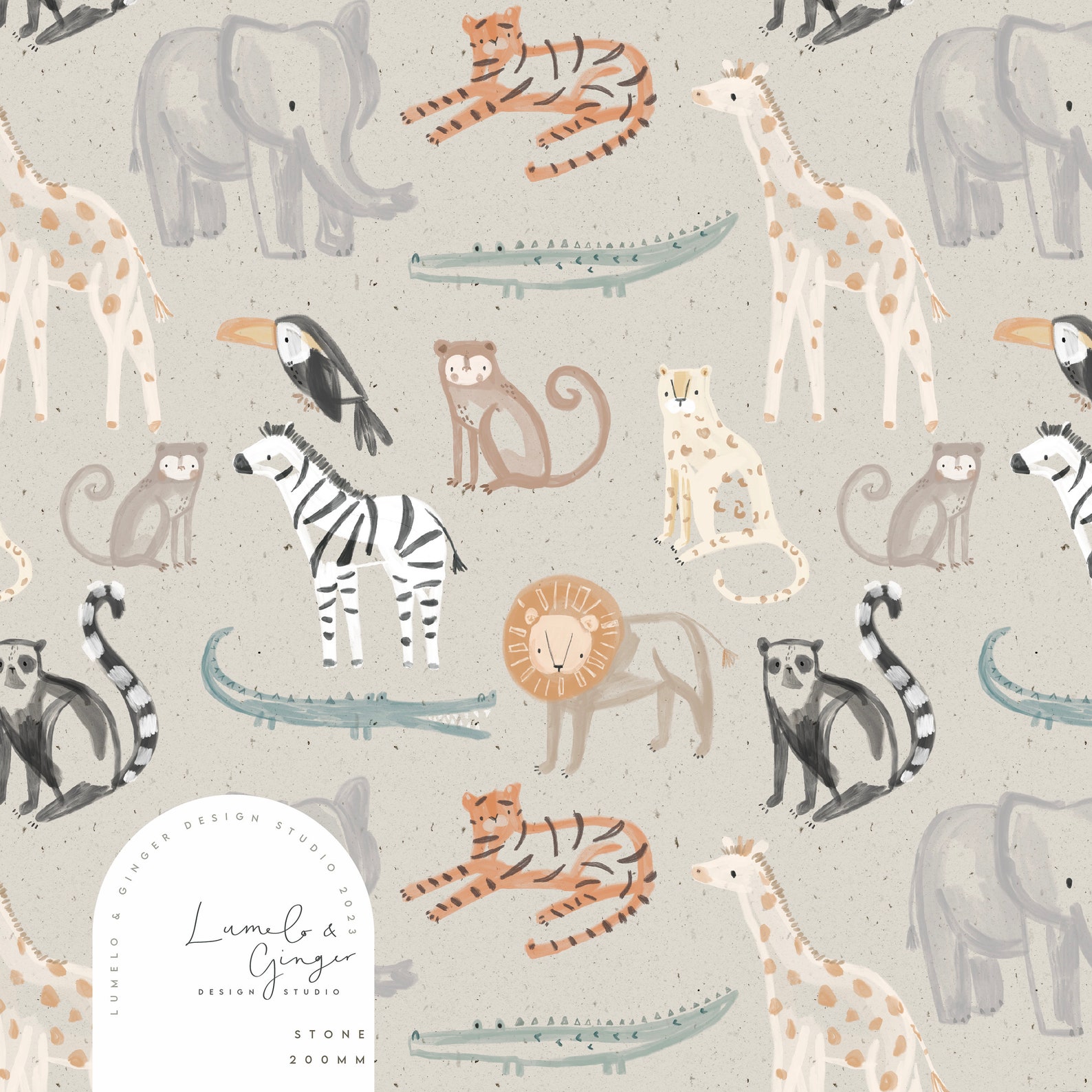 Etched Safari, Fari Outline Seamless Fabric Design, Repeat Tile ...