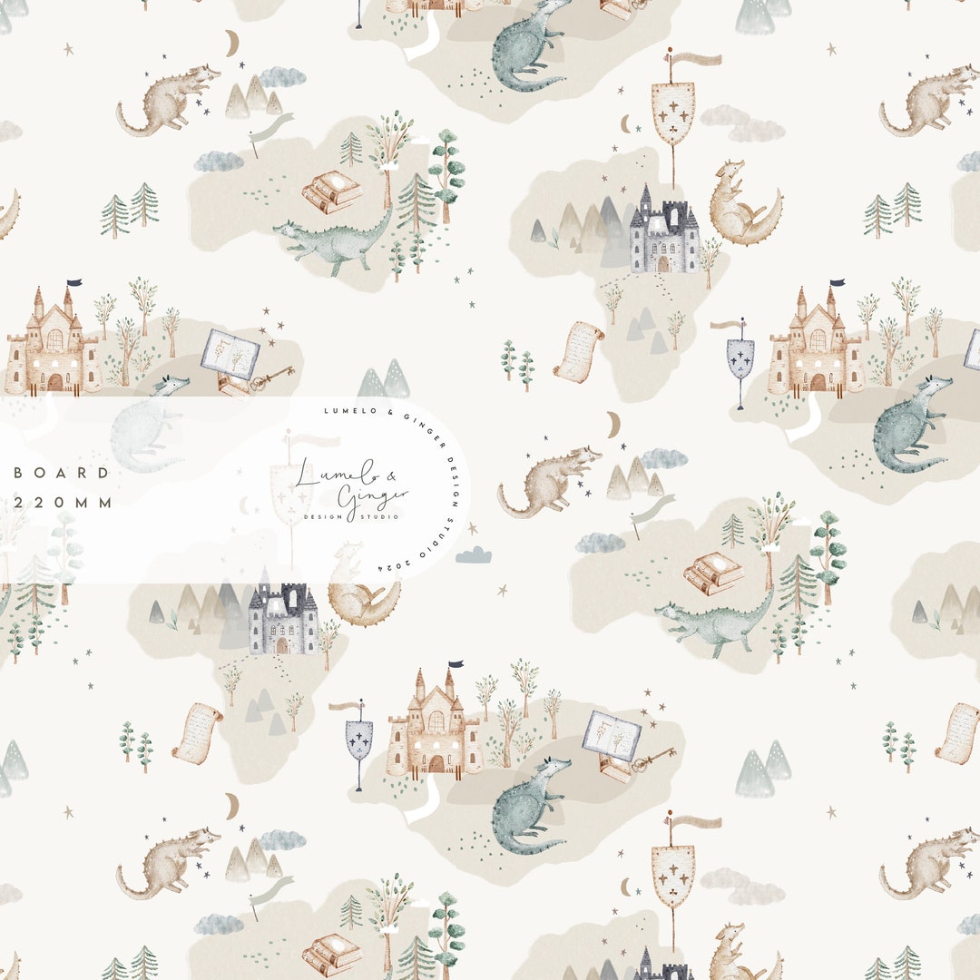 Vale, Dragon Map, Castle, Knights, Board Colurway, Children's Fashion ...