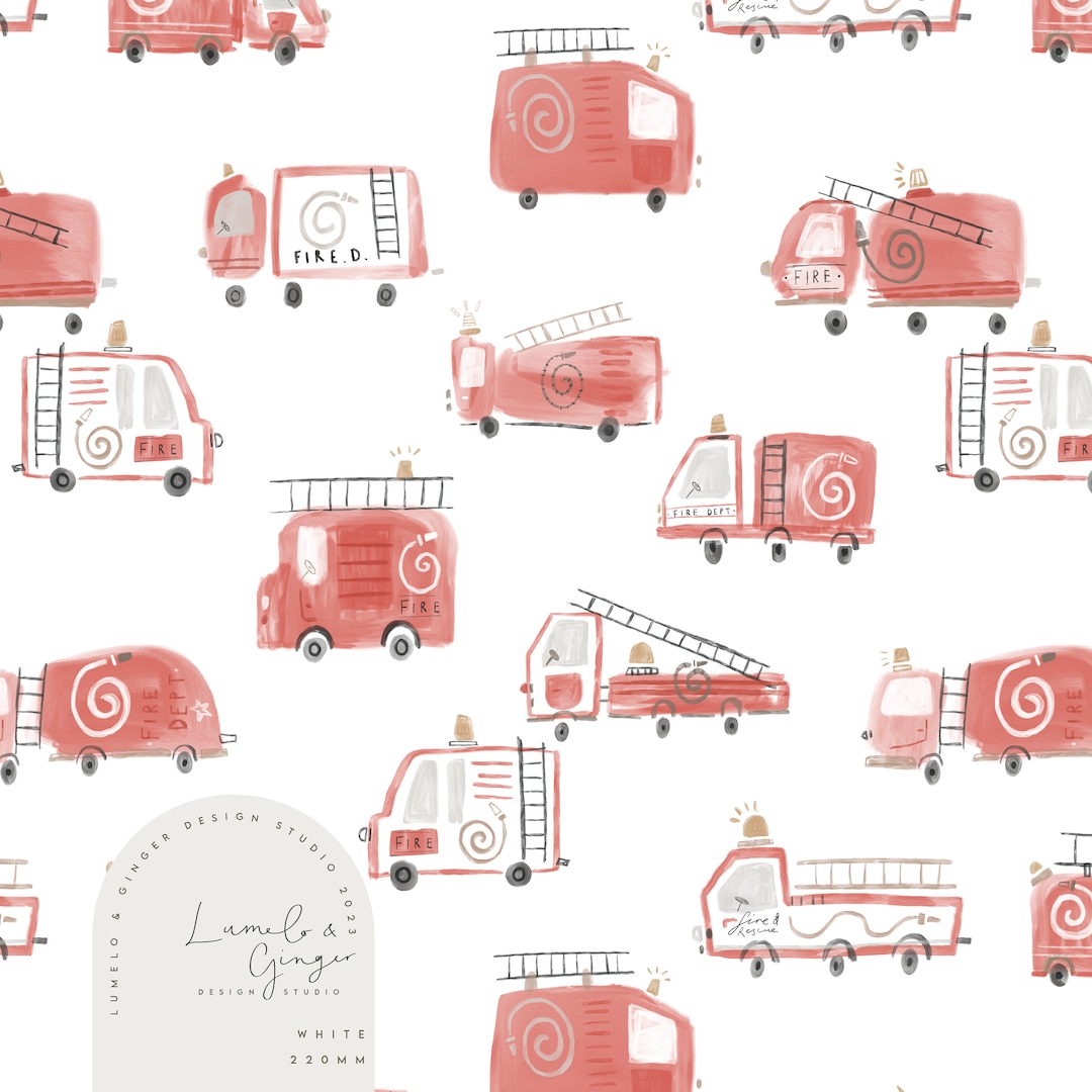 Etched Neenaw Fire Engines, Rescue, Boy, Unisex, Outline Seamless ...