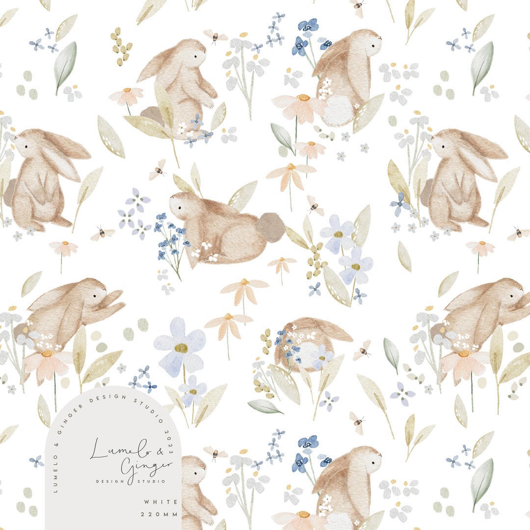 Floof, Rabbits, Meadow, Spring, Bunny, Garden, Floral, Seamless Fabric ...