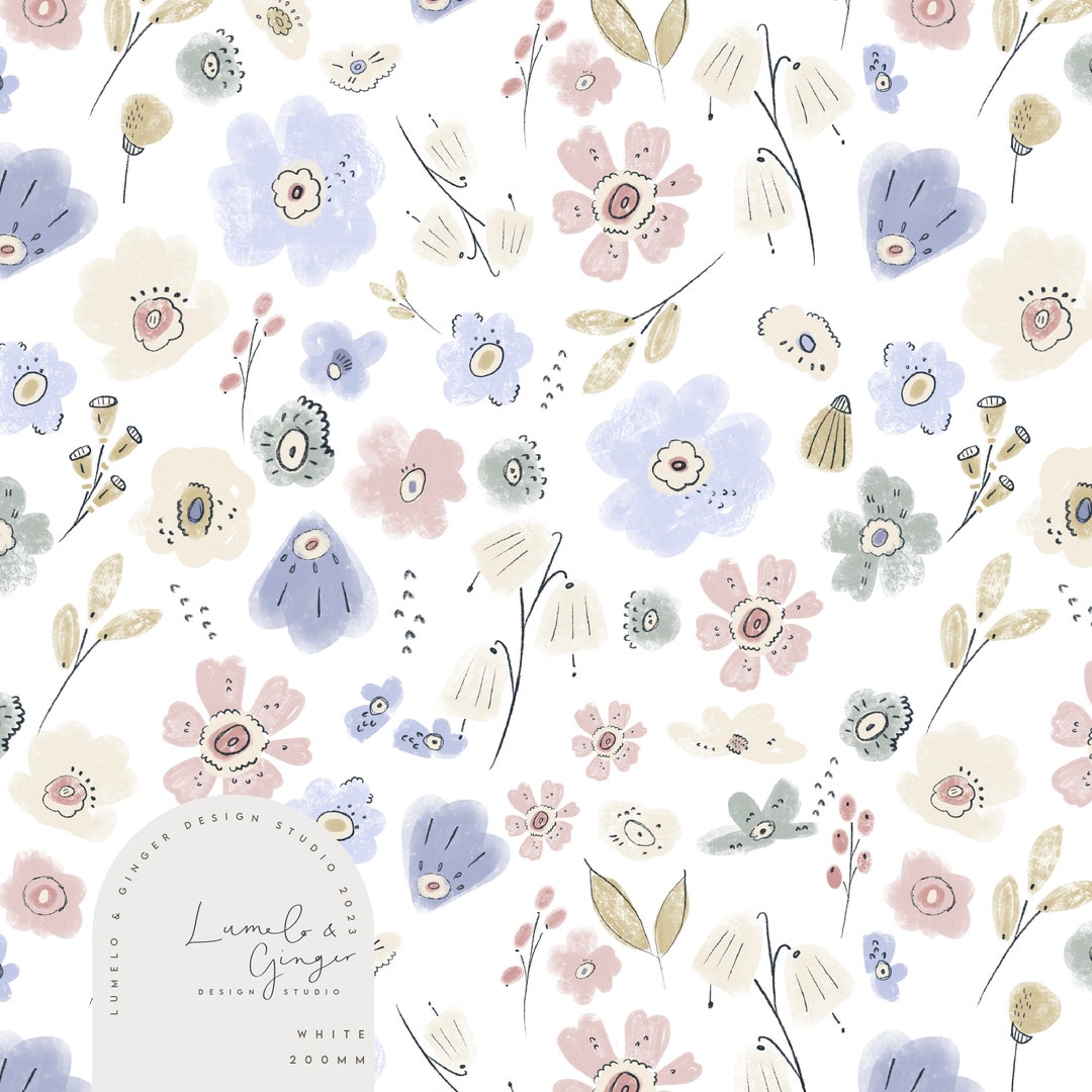 Posy, Floral, Elle, Bluebell, Daisy, Peony, Seamless Fabric Design ...
