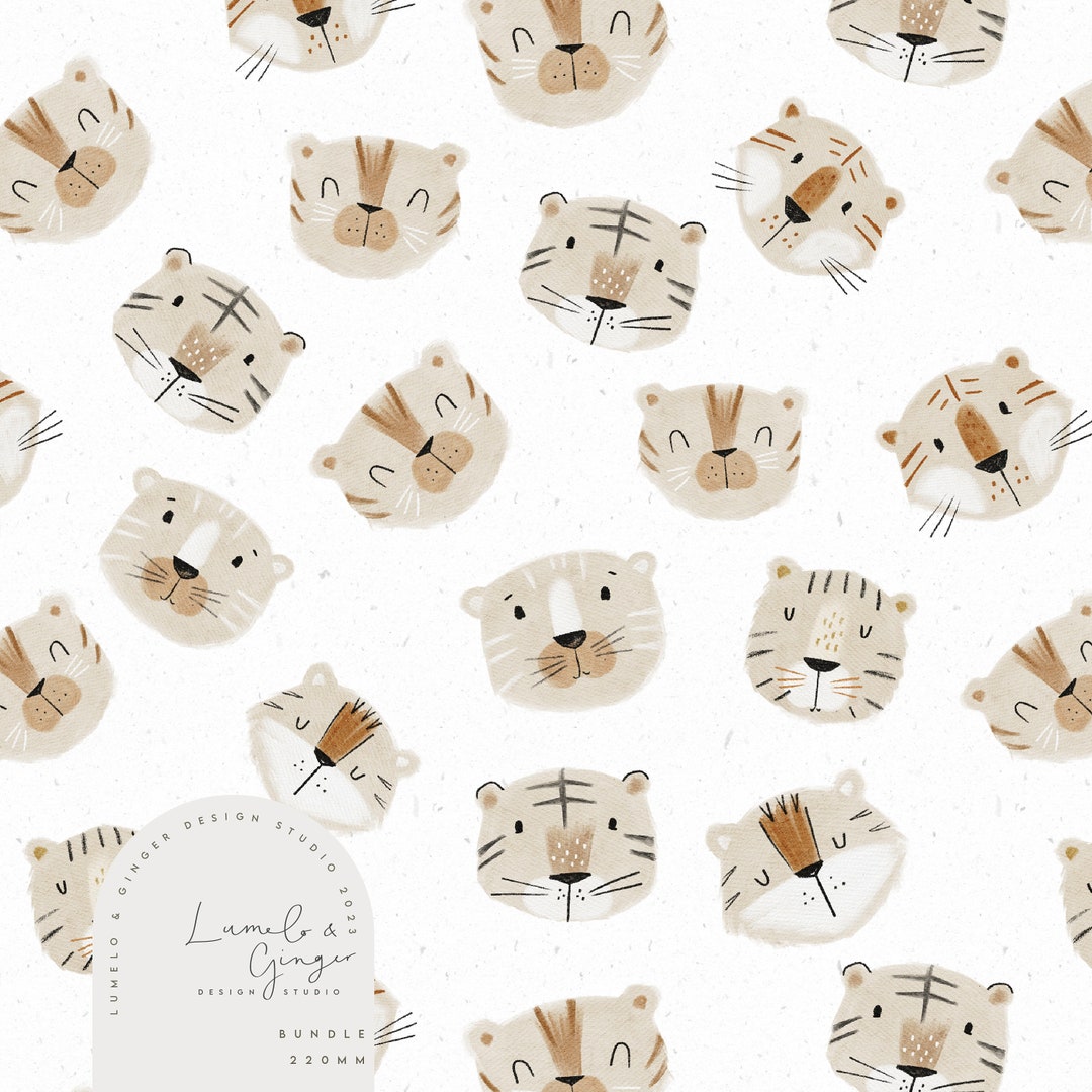 Cub, Tigers, Safari, Wild One, Cute, Seamless Fabric Design, Repeat Tile, Pattern Lunoe - Etsy