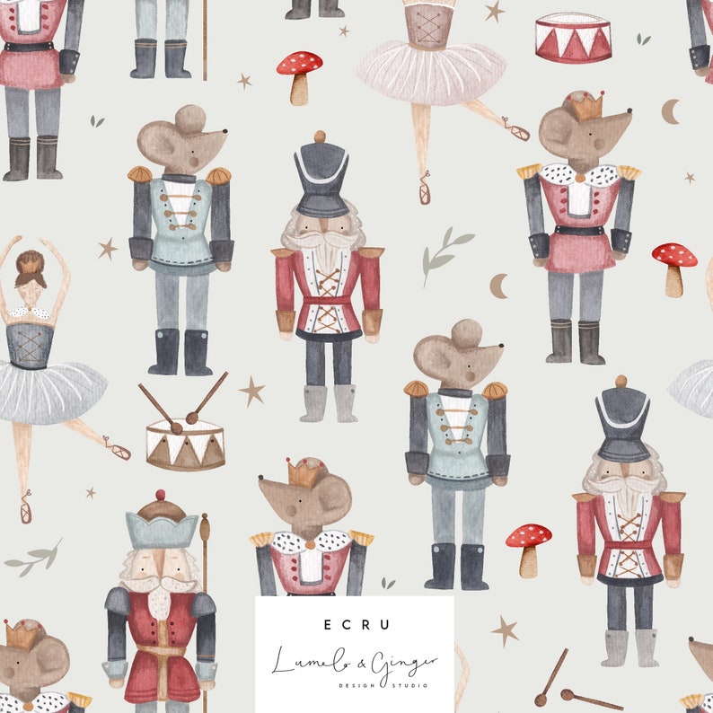 The Hall, Ballerina, Nutcracker, Soldier, Mouse King, Seamless Fabric ...