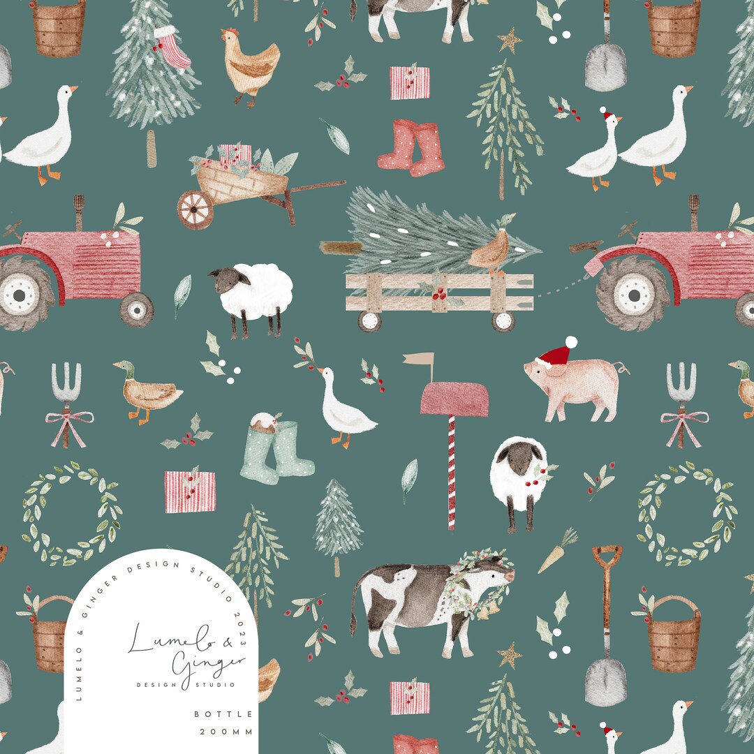 Christmas at Gingers Farm Seamless Fabric Design, Repeat Tile, Pattern ...
