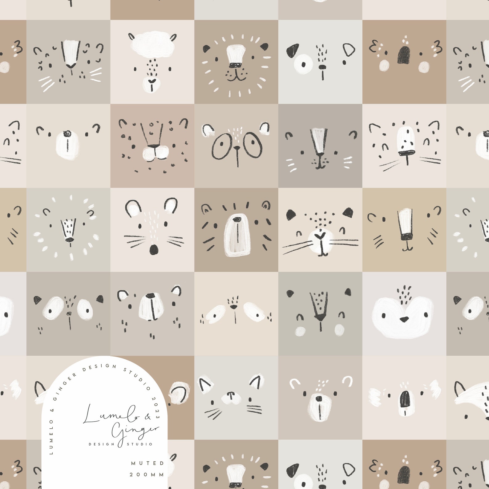 Peep, Animal Faces, Outline, Simple, Cute, Seamless Fabric Design ...